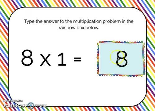 Multiplication Facts (x8) Eights Practice BOOM CARDS (Fill-In-the-Blank)