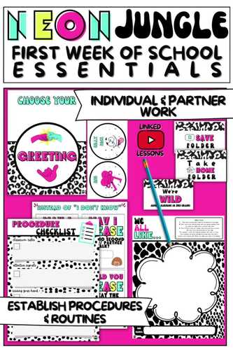 Neon Jungle/Back to School/ First Week of School Essentials/Classroom ...