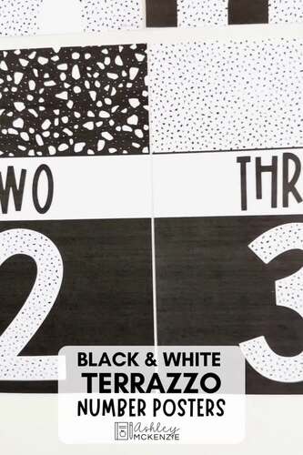 Black and White Terrazzo Classroom Decor | Number Posters - Editable!