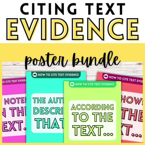 Citing Text Evidence Anchor Chart Posters | Bulletin Board Classroom Decor
