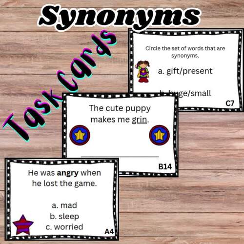 Task Cards | 2nd-4th Grades | Synonyms | Differentiated Task Cards