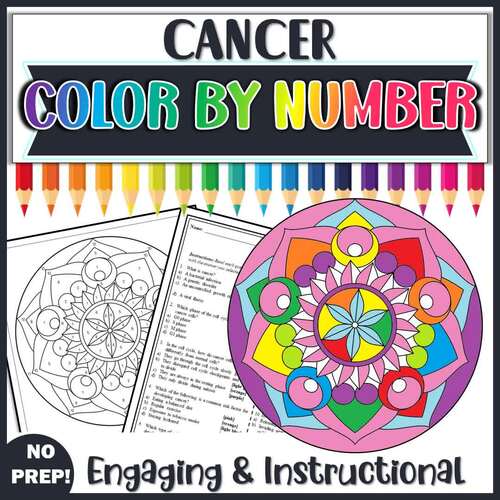 Cancer Color by Number | Biology Review Worksheet Activity | TPT