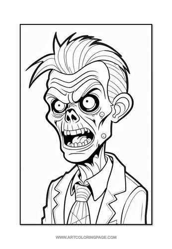 Chill & Thrill with Halloween : zombie coloring sheet vol 2 by Coloringfy