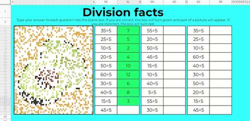 DIVISION & MULTIPLICATION Practice Pixel Art Math Facts Digital Resources