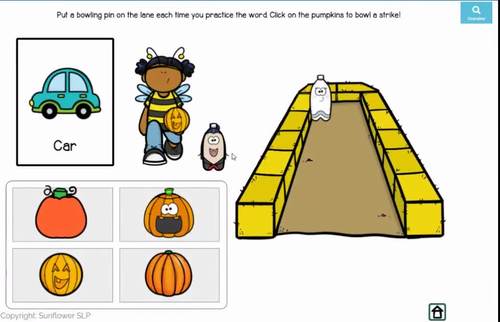 "S" and S-Blends Halloween Bowling Articulation Boom Cards for Speech ...