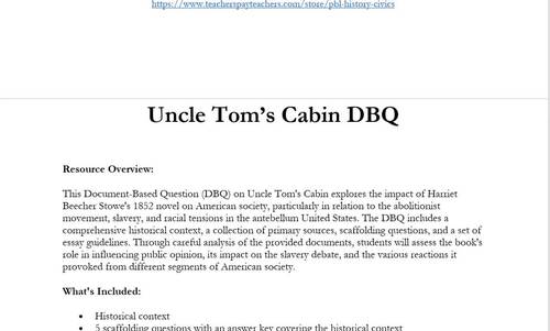 Uncle Tom's Cabin DBQ by PBL History & Civics | TPT