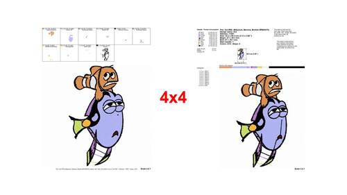 Worried Nemo Riding Tired Dory Clownfish Blue Tang Embroidery Designs ...
