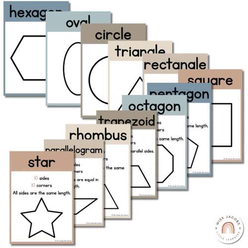 2D Shape Posters | Neutral Modern Ocean Math Decor | Coastal Vibes