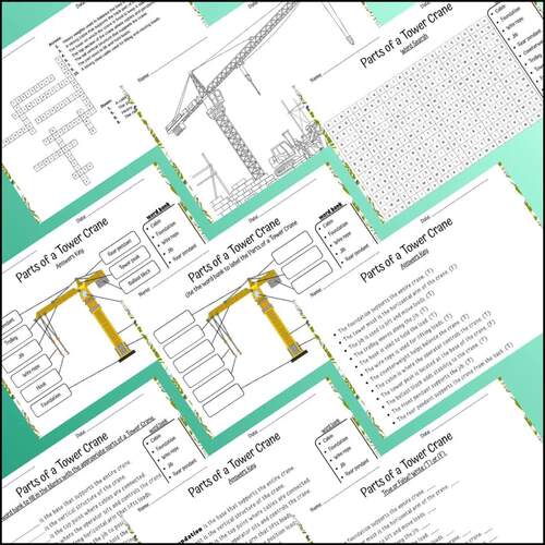Tower Crane Worksheets | Construction Equipment | Engineering Activities