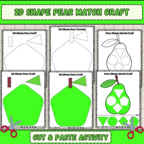 2D Shape Pear Match Craft | Shape Recognition Activity | Cut & Paste ...