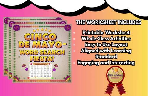 Cinco De Mayo Fiesta Word Search Puzzles Activities 2nd,3rd,4th,5th,6th ...