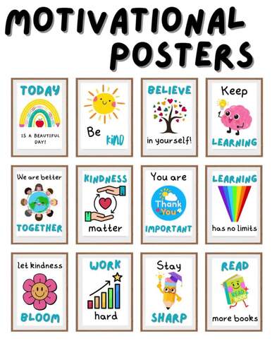 Motivational Classroom Posters - Positive Affirmations (Blue) | TPT