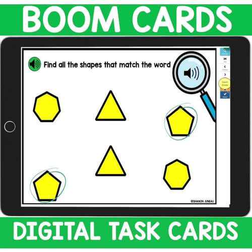 Identifying 2D Shapes using BOOM CARDS | K.G.A.2 | TPT