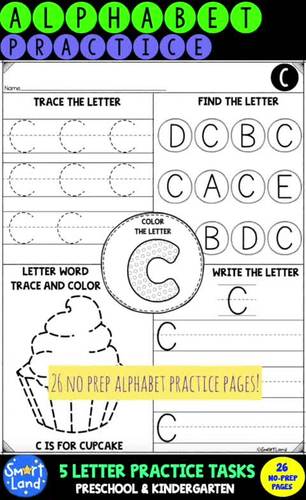 Alphabet Handwriting Letter Recognition Practice by Smart Land Printables