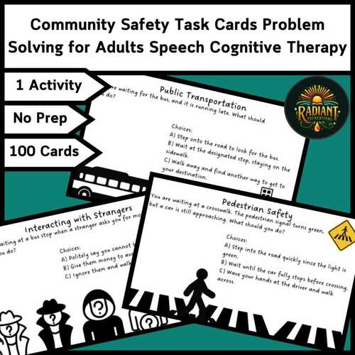 Community Safety Task Cards Problem Solving for Adults Speech Cognitive ...