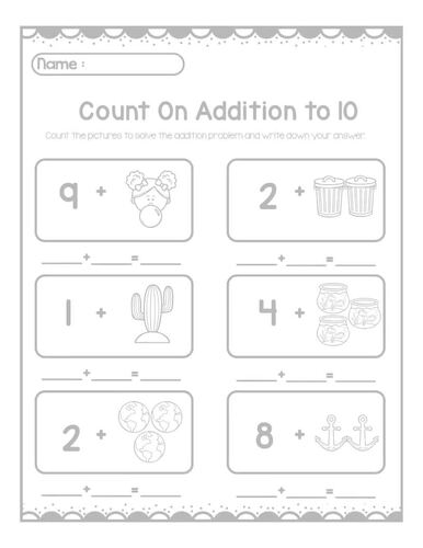 Counting On Addition Strategy Worksheets to 10 | Counting On Addition ...