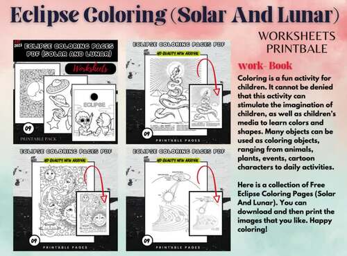 Eclipse Coloring Pages PDF (Solar And Lunar) by English For Kids ABC