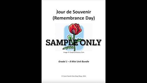 Grade 1-8 Core French Remembrance Day Lessons and Activities | TPT