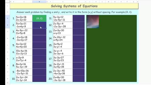 Solving Systems of Equations by Substitution Self Checking Picture art ...