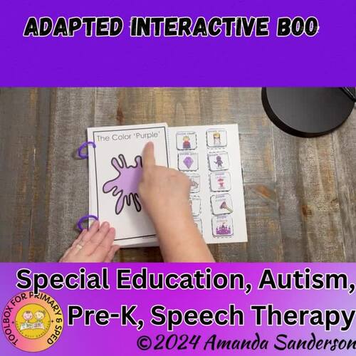 Adapted Book THE COLOR PURPLE; Autism; Special Education; Speech, Pre-K ...