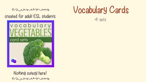 Vegetable Vocabulary TASK Cards FLASH Cards for Newcomer Beginner Adult ESL