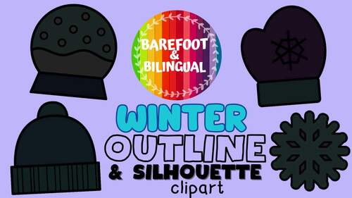 Winter Outline & Shadow Clipart | Winter Clipart for Crafts and Activities