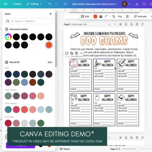 Halloween Boo Grams Flyer Canva Template, PTO Fall Candy Fundraiser Form