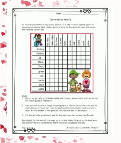 Valentine's Day Logic Puzzles Print or Digital Worksheets by Catch My ...