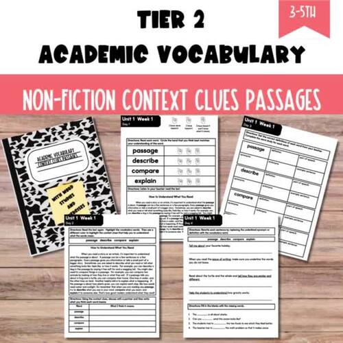 Tier 2 Academic Vocabulary Non-Fiction Context Clues Passages Word Studies