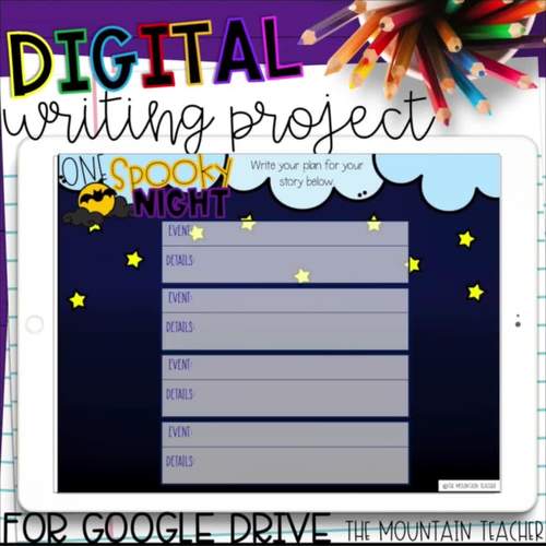 Digital Spooky Story Google Slides Narrative Writing Prompt and Videos