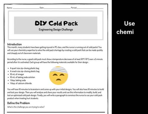 Endothermic and Exothermic Reactions DIY Cold Pack Activity for MS-PS1-6