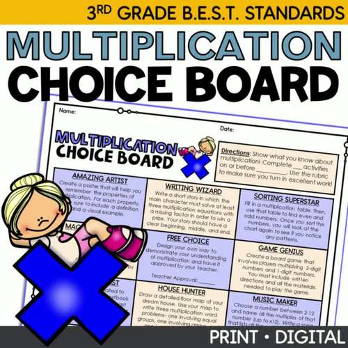 Multiplication Math Choice Board Florida BEST Standards 3rd Grade ...