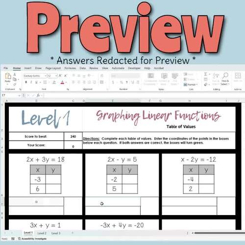 Graphing Linear Equations: Table, Intercepts, & Slope-Intercept Digital ...