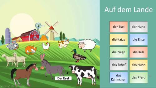 PDF Presentation Auf dem Bauernhof, Farm animals for German lesson.