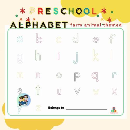 DOLLAR DEAL alphabet worksheet with a farm animal theme,color style