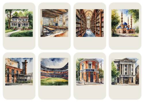 24 English-Korean Flashcards with Romaji | Buildings by The Digivita