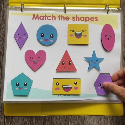 Shapes Busy Book, Toddler Busy Book, Learning Binder, Travel Activity ...