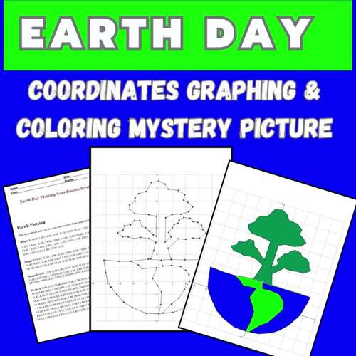 Earth Day Graphing Coordinates 4 Quadrants and Color by Number Mystery ...