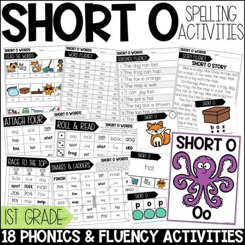 Short O CVC Worksheets and Activities for 1st Grade Phonics or Spelling ...