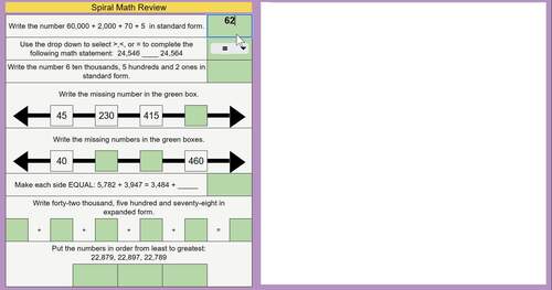 NO PREP - Spiral Math Review for 3rd or 4th grade - Velociraptor