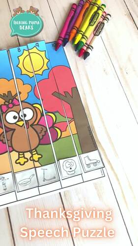 Thanksgiving Speech Therapy Articulation Puzzles by Talking Mama Bears