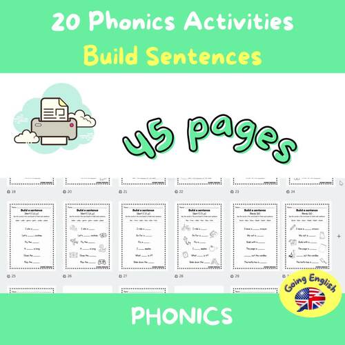 20 Phonics Activities: Build a sentence – Printable & Ready to Use!