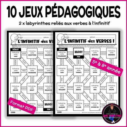 10 JEUX PÉDAGOGIQUES 1 - Pour la suppléance - 10 French Puzzles | TPT