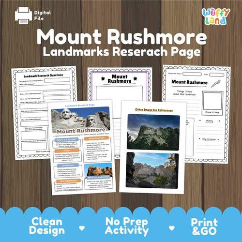 Mount Rushmore Research Project | US History & Famous Presidents Worksheets