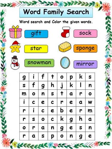 Word search fun for Mom ,Kids and Family by Narumon Premmanee | TPT