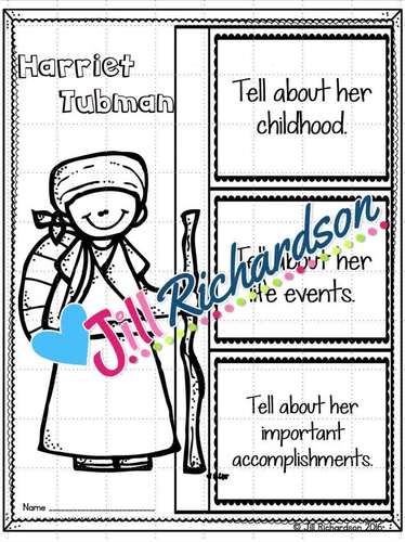 Biography Template Harriet Tubman Women's History Month Black History ...