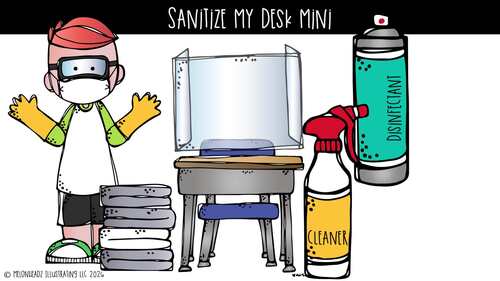 Sanitize my Desk clip art, disinfect, hygiene Mini by Melonheadz Clipart