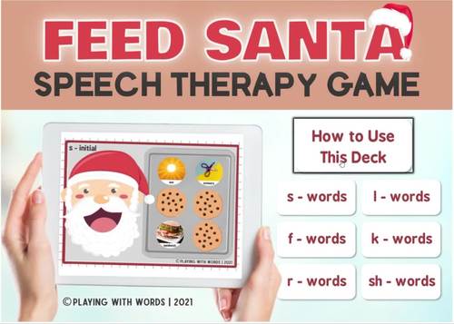 Feed Santa Speech Therapy Game BOOM CARDS™ by Playing with Words