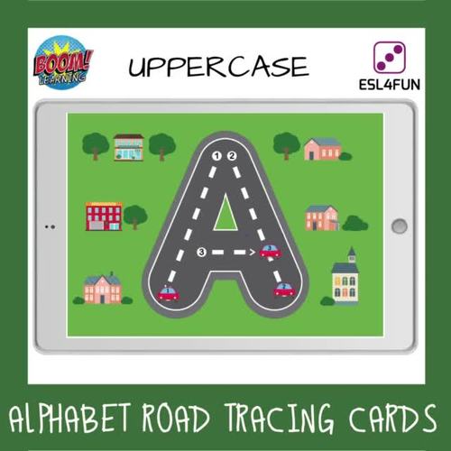 Boom Cards - Alphabet Road Tracing Cards (Uppercase) by ESL4FUN | TPT