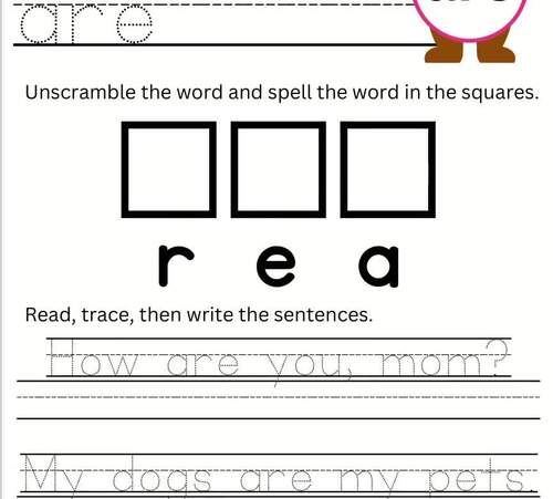 Kindergarten Sight Word Daily Challenge Activity Book, Dolch words, Primer